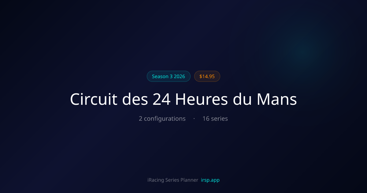 Circuit des 24 Heures du Mans — iRacing Track | iRacing Series Planner